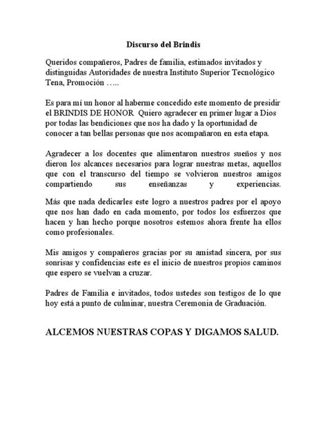 Brindis De Honor En Graduación Pdf