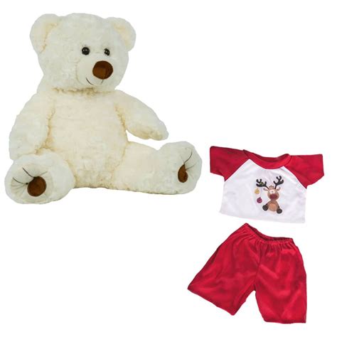 Plush Gear White Twist Bear With Reindeer Pj For Stuffed Animal Outfit