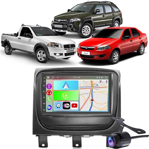 Kit Multimídia Android Auto Carplay Fiat Palio Strada Siena 2012 2020 Ecarshop