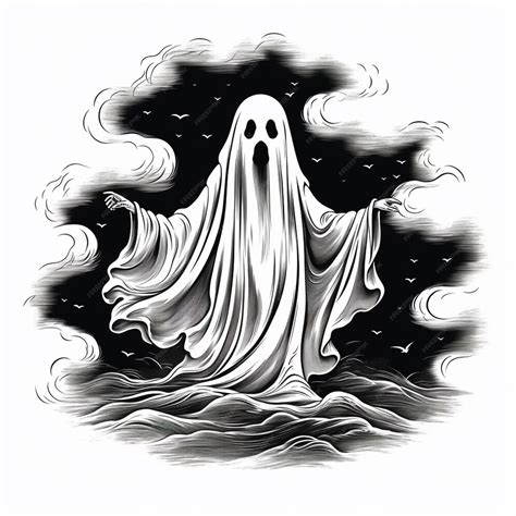 Premium Ai Image Flat Ghost Art For Halloween Ghostly Flair