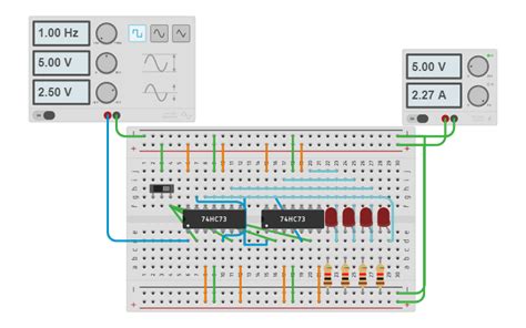 Circuit Design 4 Bit Asynchronous Down Counter Tinkercad