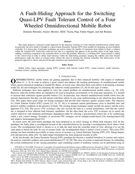 Pdf A Fault Hiding Approach For The Switching Quasi Lpv Fault