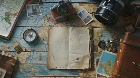 An Open Book With A Map And Compass Surrounded By Wood And Art Aig50