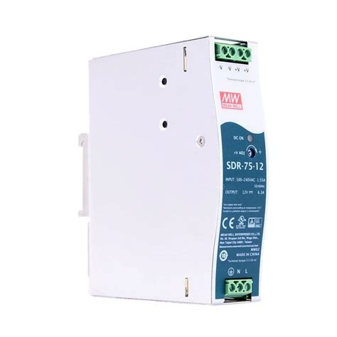 Источник питания AC-DC на DIN-рейку Mean Well SDR-75-12 - купить по ...