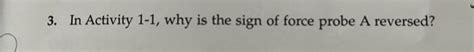 Solved 3 In Activity 1−1 Why Is The Sign Of Force Probe A