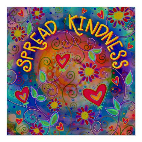 Fun And Cheerful Spread Kindness Classroom Poster Zazzle