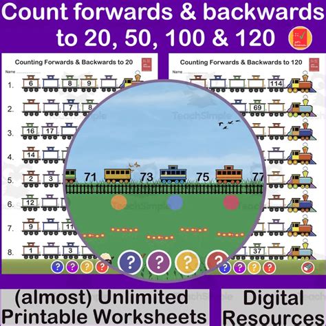 Counting Forward And Backward To 20 50 100 And 120 In Steps Of 1 By Teach Simple