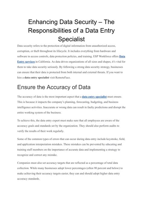 Ppt Enhancing Data Security The Responsibilities Of A Data Entry