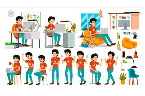 Young Coder Character Vector Web Developer Programming Coding