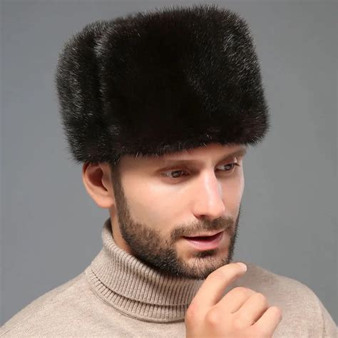 New Natural Color Fur Hat Siberian Style Real Fur Lei Feng Hat Russian