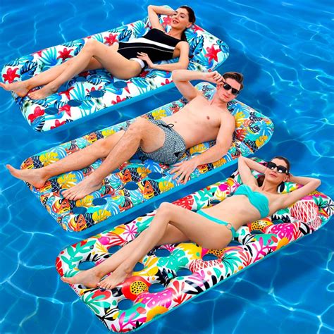 3 Pack Pool Floats Adult Oversized Inflatable Pool Float Lounger Rafts Floaties For Adults With