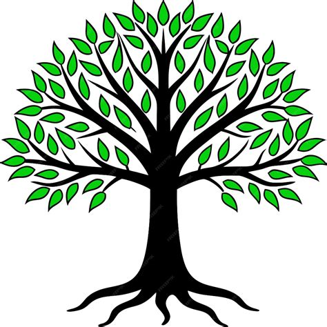 Stylized Vector Illustration Of A Tree The Layout Is Symmetrical With A Central Trunk That