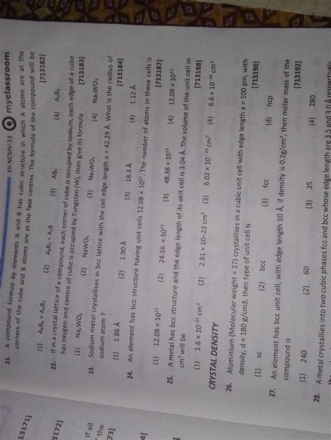 Hcp An Element Has Bcc Unit Cell With Edge Length A If