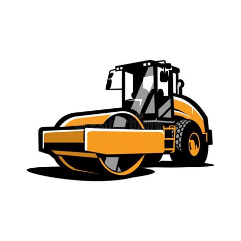 Road Roller Drum Ride Asphalt Tractor Vector Art Isolated Stock Vector