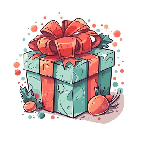 Christmas T Vector Sticker Clipart Cartoon Christmas Present With