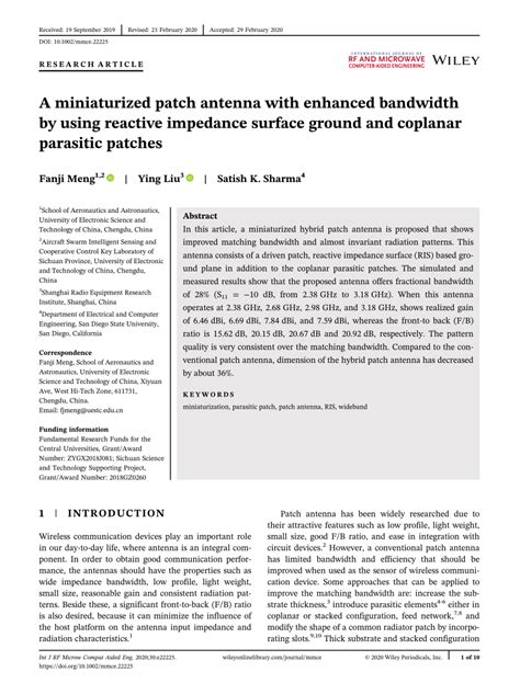 A Miniaturized Patch Antenna With Enhanced Bandwidth By Using Reactive