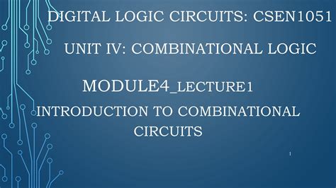 Module4lecture1introduction To Combinational Circuits Youtube