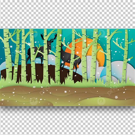 Deer In The Forest Paper Art Deer Nature Background Image And