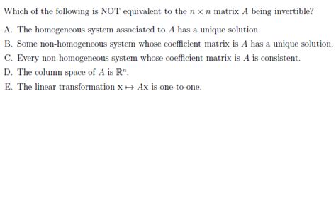 solved which of the following is not equivalent to the nxn