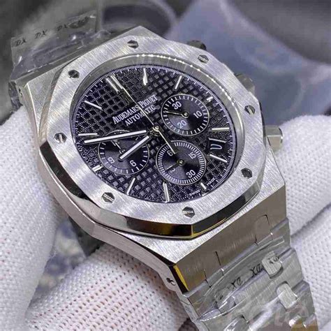 Ap Quartz Movement Vk Silver Case 42mm Black Dial Mens Stopwatch Xj028
