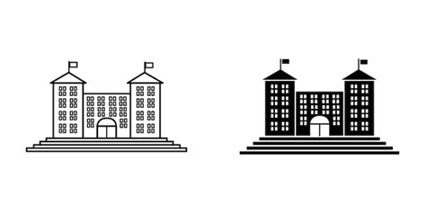 Icono Del Edificio De La Escuela Vector Premium