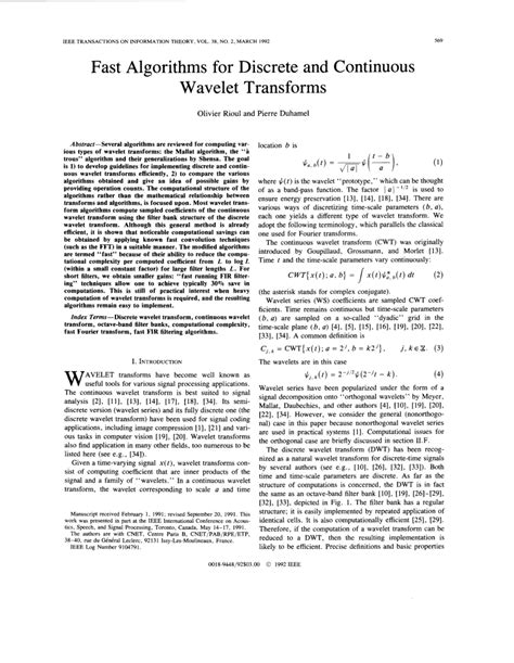Pdf Fast Algorithm For Discrete And Continuous Wavelet Transforms