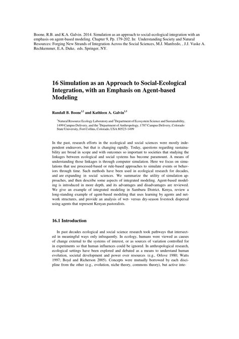 Pdf Simulation As An Approach To Social Ecological Integration With