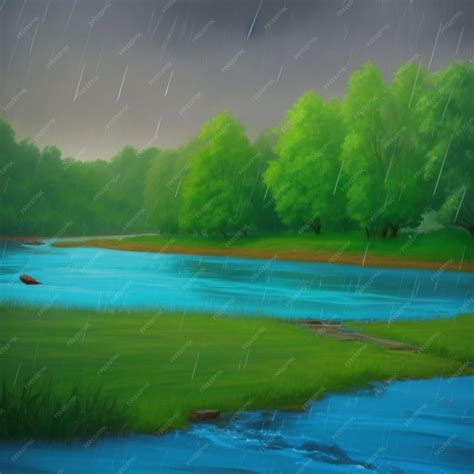 Premium Vector Vector Raining In Nature Landscape