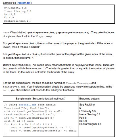 Solved Create Player H And Player Cpp To Implement The Chegg