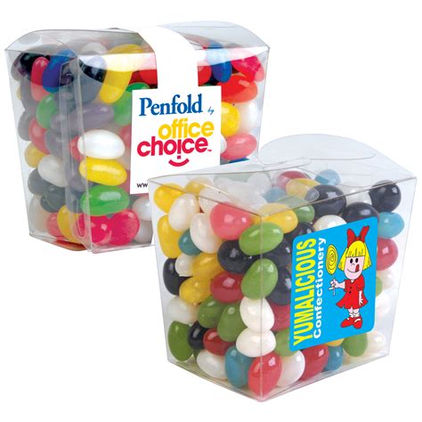 Assorted Colour Mini Jelly Beans In Clear Mini Noodle Box Image Group