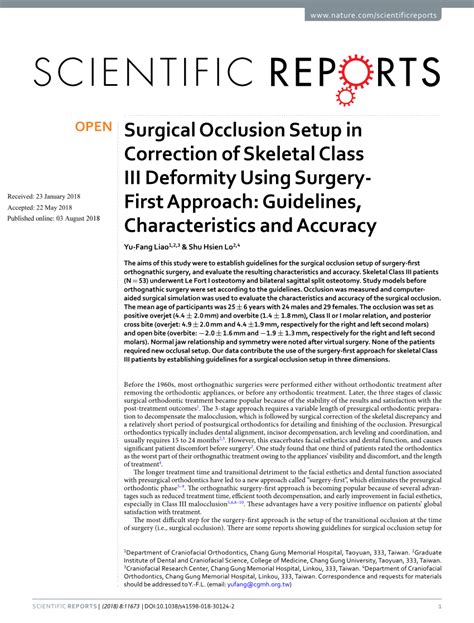 Pdf Surgical Occlusion Setup In Correction Of Skeletal Class Iii Deformity Using Surgery First