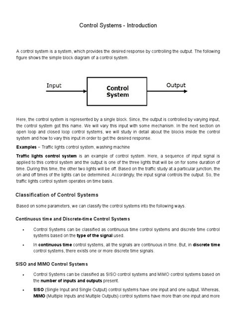 1 Control Systems - Introduction To Control System | PDF | Control Theory | Control System