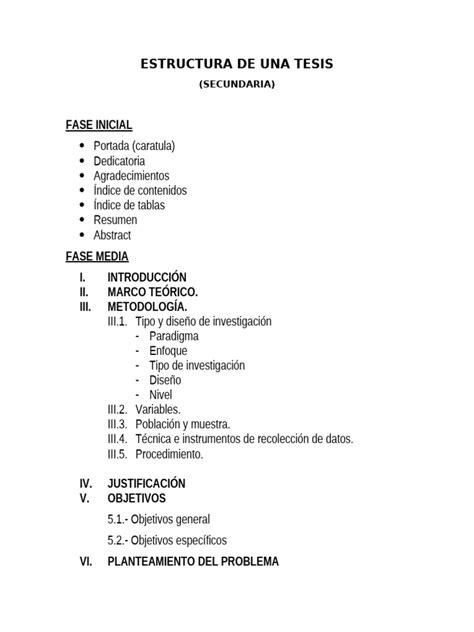 Estructura De Una Tesis Pdf