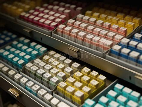 Colorcoded Office Filing System With Labeled Folders Stock Illustration