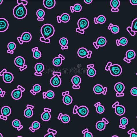 Line Radioactive In Location Icon Isolated Seamless Pattern On Black Background Radioactive