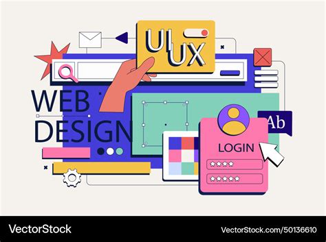 Web Design Concept In Flat Neo Brutalism Vector Image
