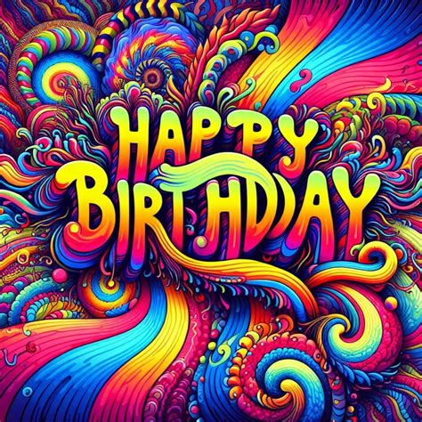 Psychedelic Birthday Card Print Groovy Swirls Trippy Printable Art