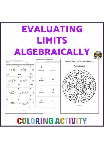 Evaluating Limits Algebraically Coloring Activity Teaching Resources