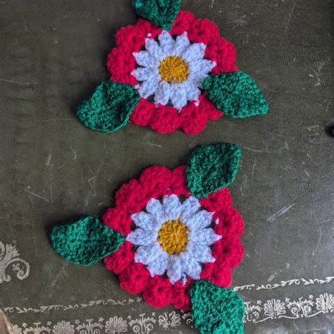 Daisy Coasters Handmade Crochet Coasters Home Decor Colourful Wool Coasters Flower Home