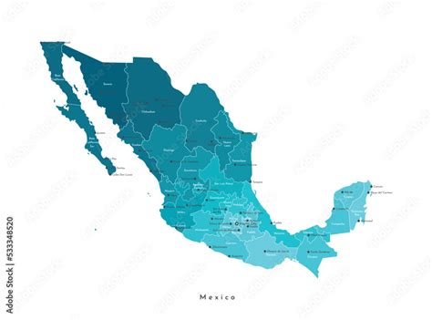 Vector Isolated Illustration Simplified Administrative Map Of Mexico