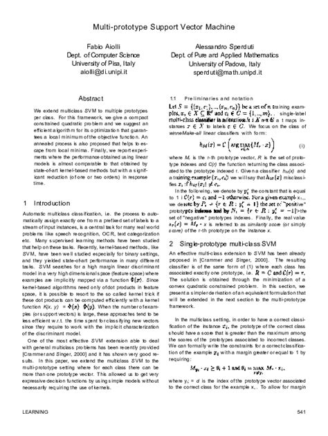 Pdf Multi Prototype Support Vector Machine