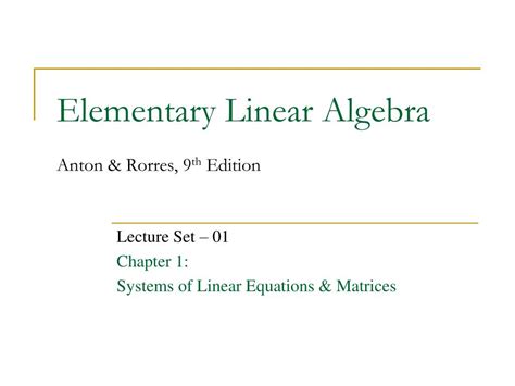 Ppt Elementary Linear Algebra Anton And Rorres 9 Th Edition Powerpoint