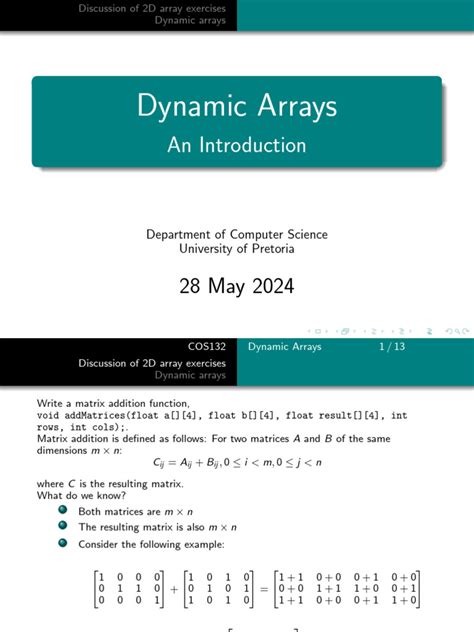 L30 Array Dynamic1 Pdf Matrix Mathematics Mathematical Analysis