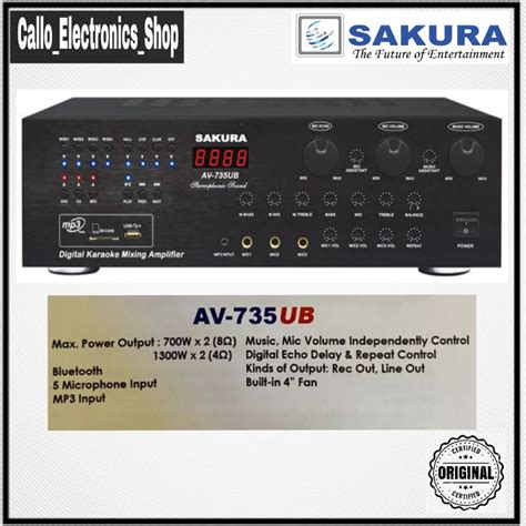 Original Sakura Amplifier Sakura Av 735 Ub 700 X 2 Karaoke Mixing Amplifier Shopee Philippines
