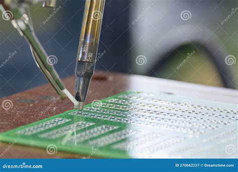 The Automatic Soldering Machine Operation With Pcb Board Stock Image