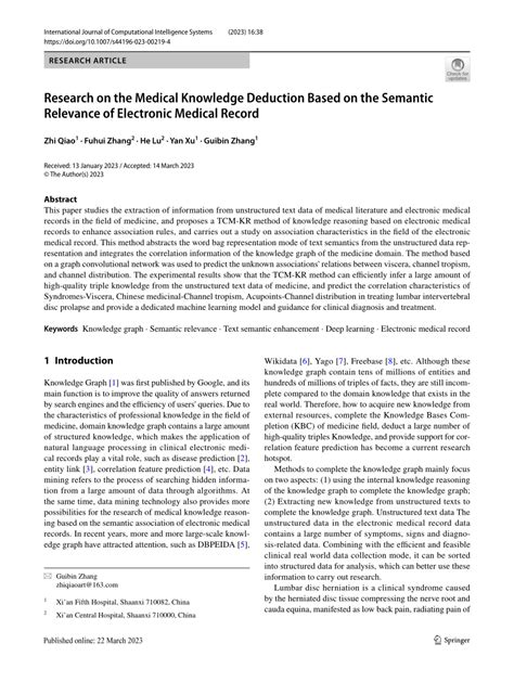 Pdf Research On The Medical Knowledge Deduction Based On The Semantic Relevance Of Electronic