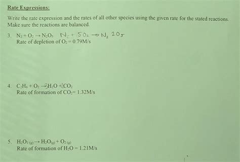 Solved Rate Expressions Write The Rate Expression And The