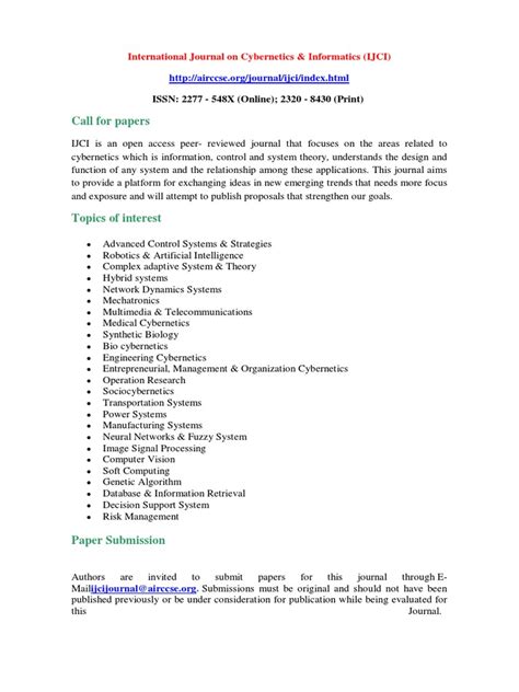 International Journal On Cybernetics And Informatics Ijci Pdf