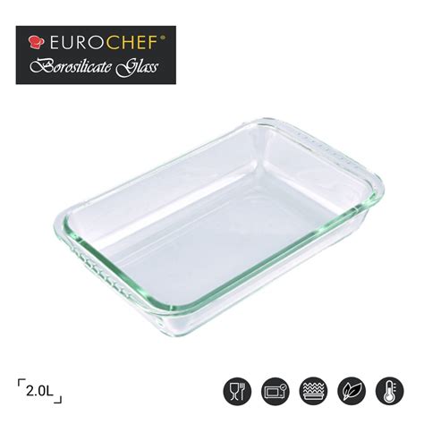 Eurochef Bg102 Rectangular Borosilicate Glass Baking Dish 2l Large Bake