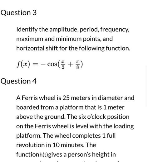 Solved Determine The Equation Of The Sinusoidal Function